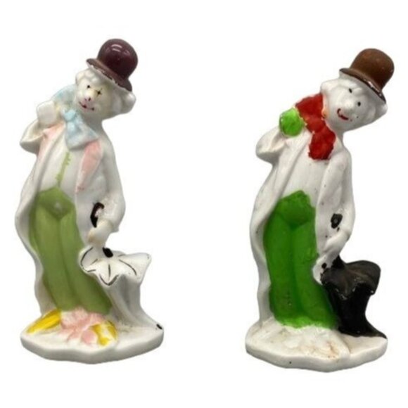 unknown | Accents | Vintage Umbrella Set Of 2 Clown Glass Figurine ...